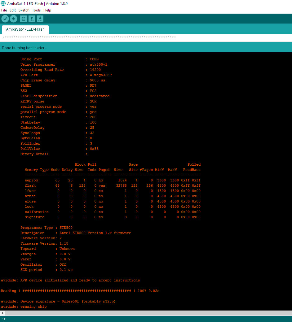 AmbaSat bootloaders installed on ATMEGA Chips – AmbaSat