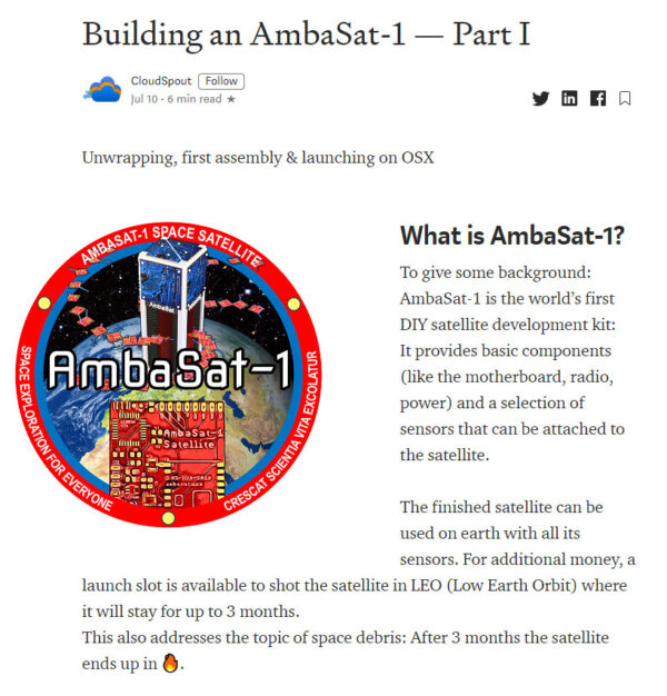 Building an AmbaSat-1 – Part 1 – AmbaSat